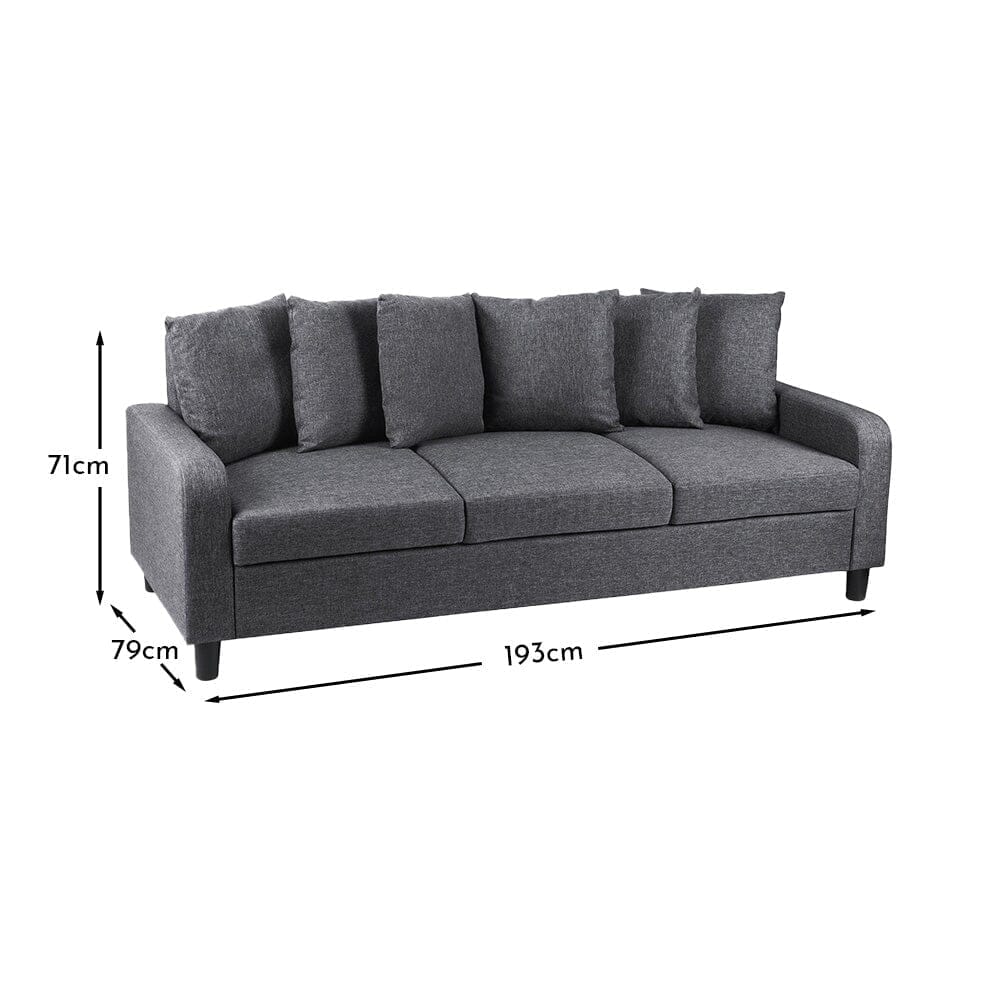 Tracy 3 Seater Sofa - Grey Linen – Laura James