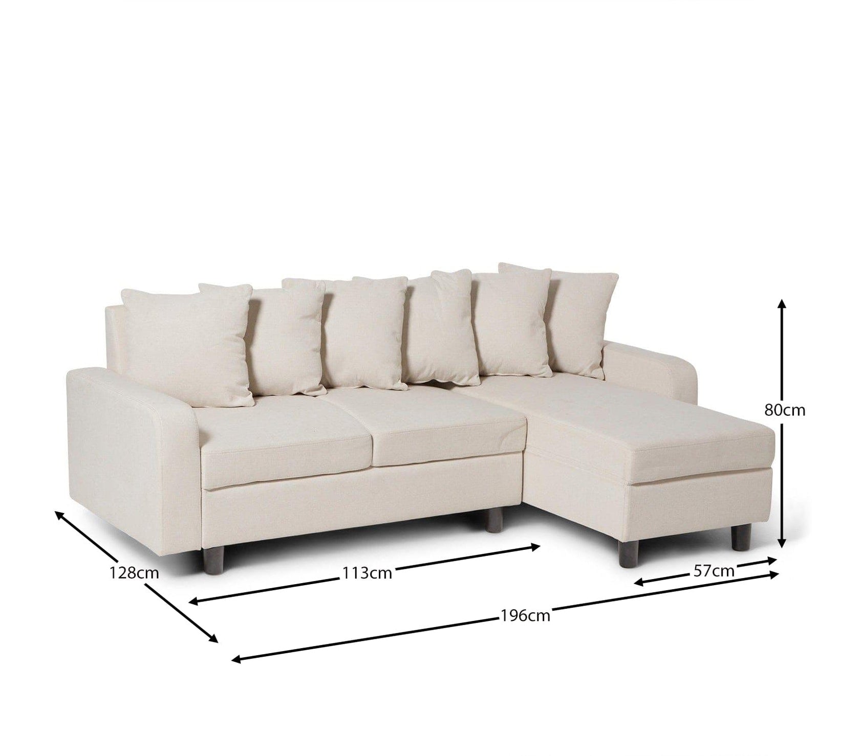 Tracy Cream Oatmeal Chaise Corner Sofa - Laura James