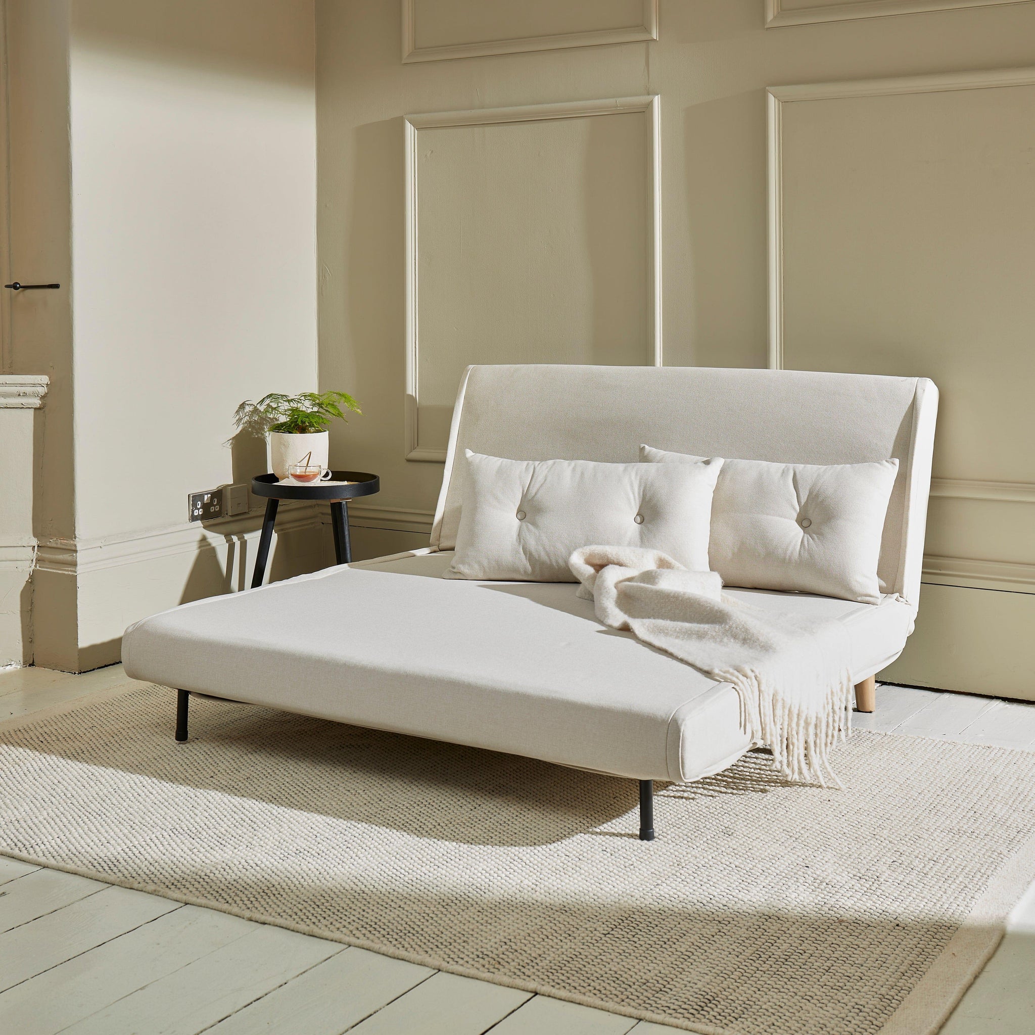 Una Oatmeal Linen Double Sofa Bed - Laura James