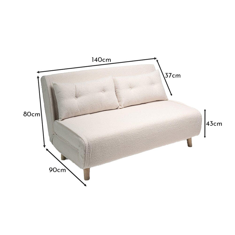 Una Double Teddy Sprung Sofa Bed - Warm White - Laura James