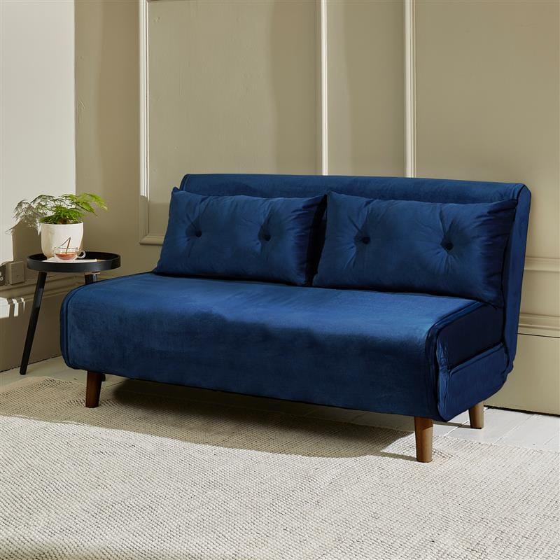 Una Blue Velvet Double Sofa Bed Laura James