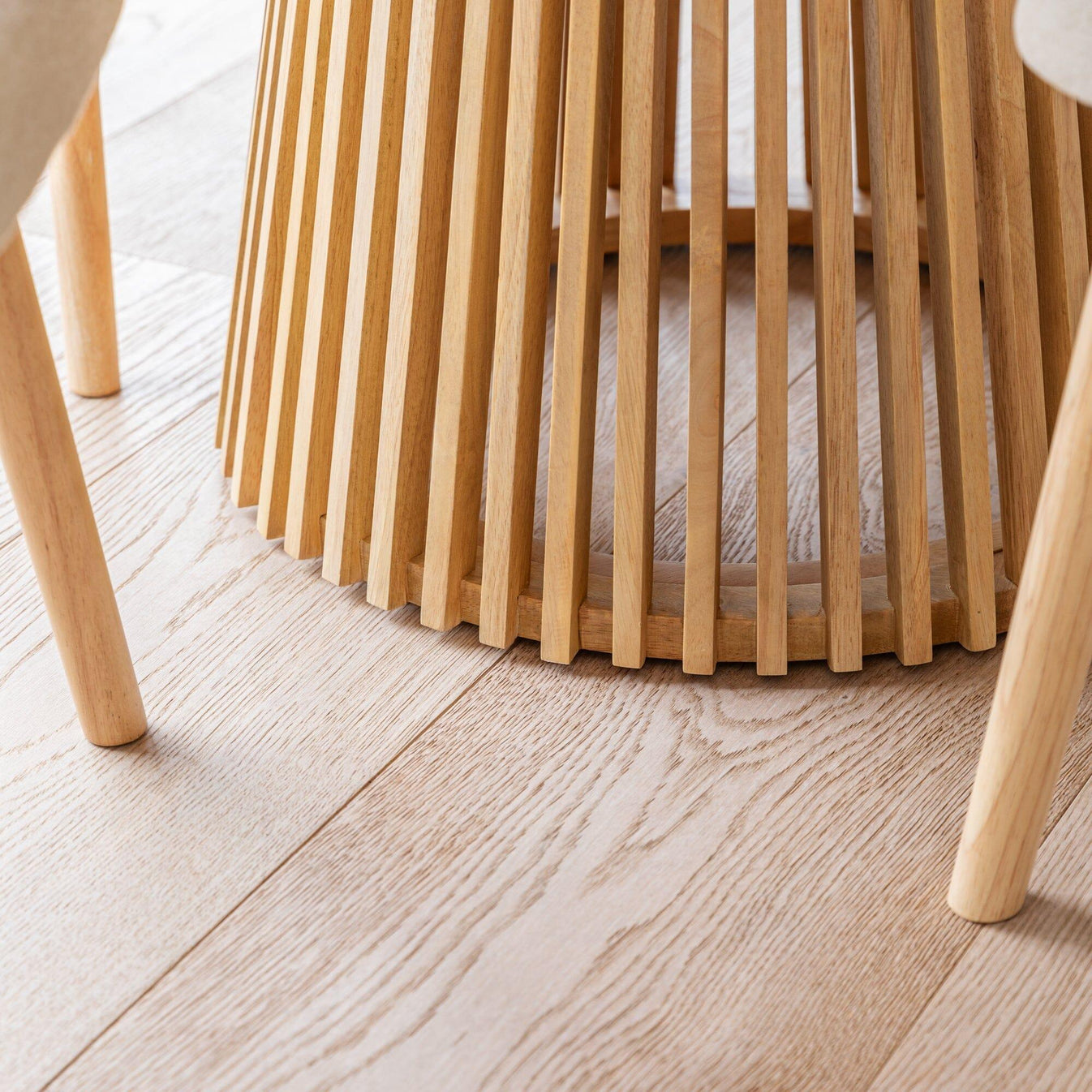 Willow Pale Oak Round Dining Set with Oatmeal Dining Chairs - Laura James