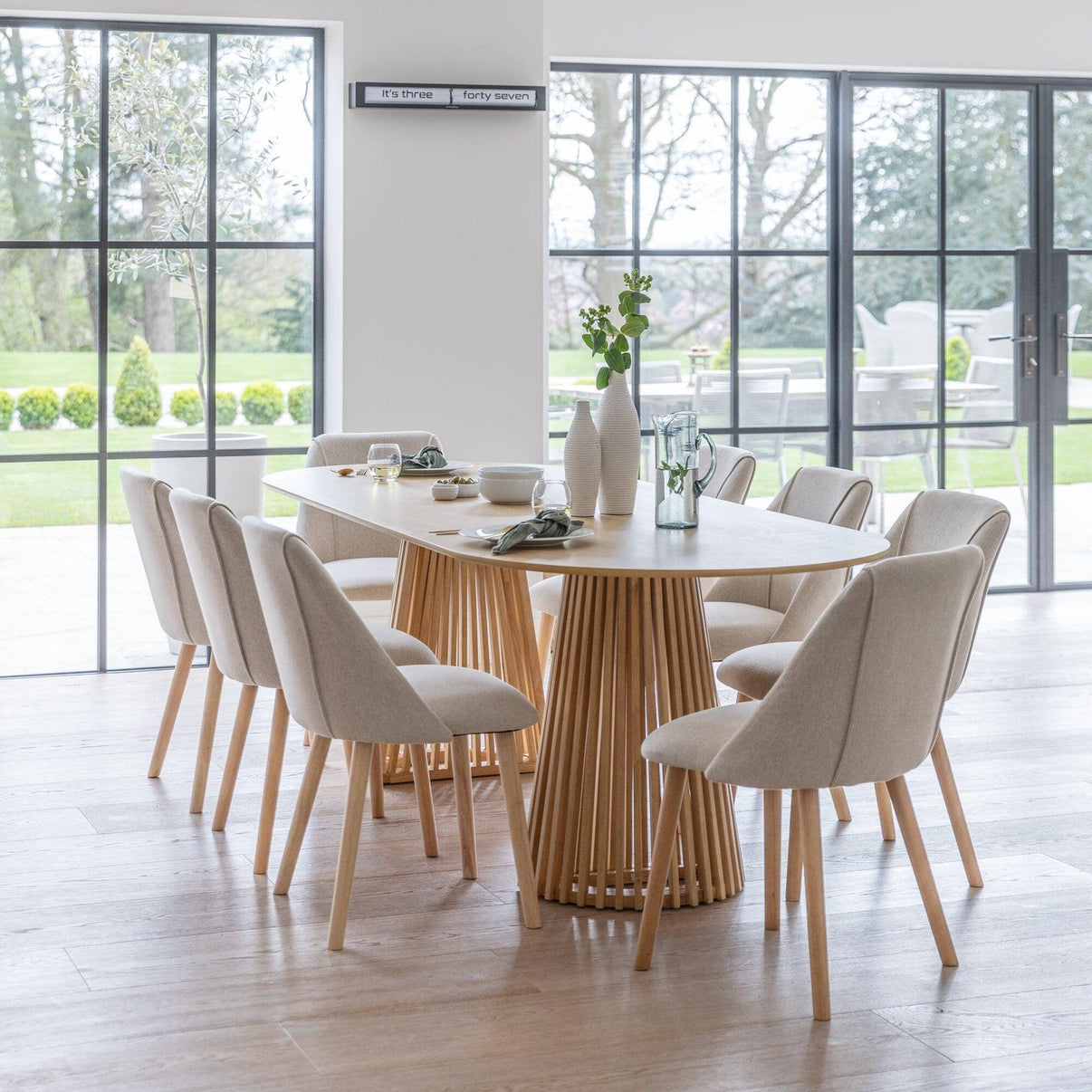 Willow Japandi Oval Dining Set & Oatmeal Dining Chairs - Laura James