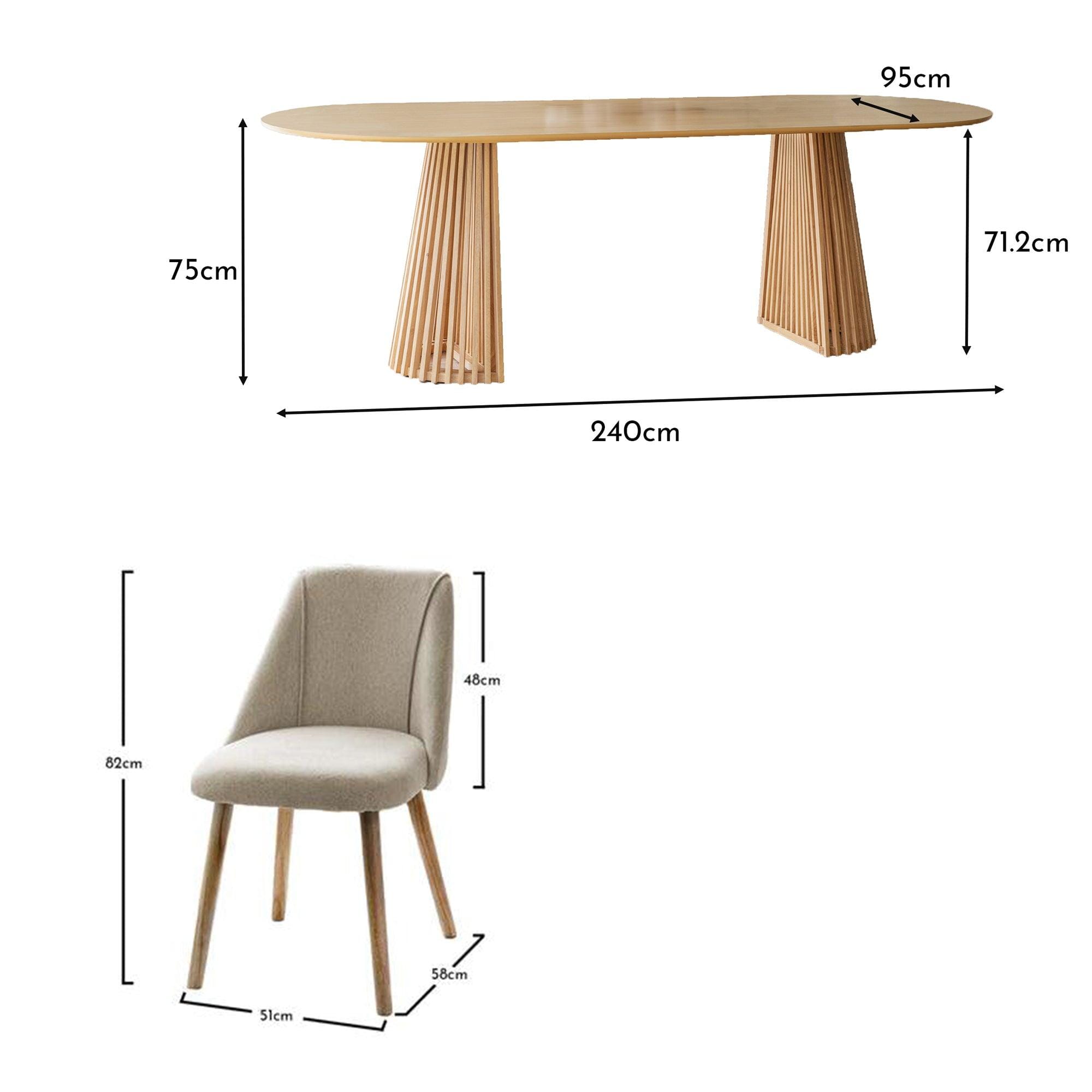 Willow Japandi Oval Dining Set & Oatmeal Dining Chairs - Laura James