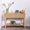 Willow Wood Fluted Console Table - Pale Oak - Laura James