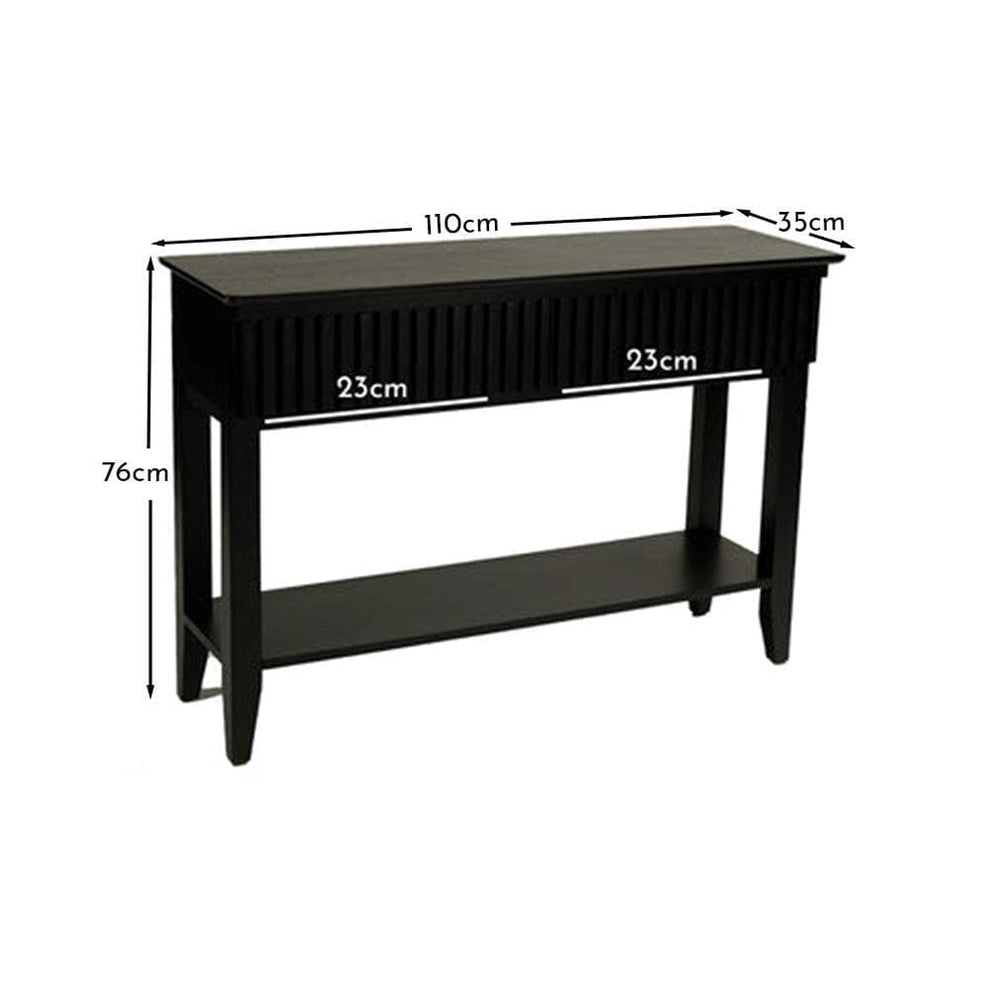Willow Black Wood Fluted Console Table - Laura James