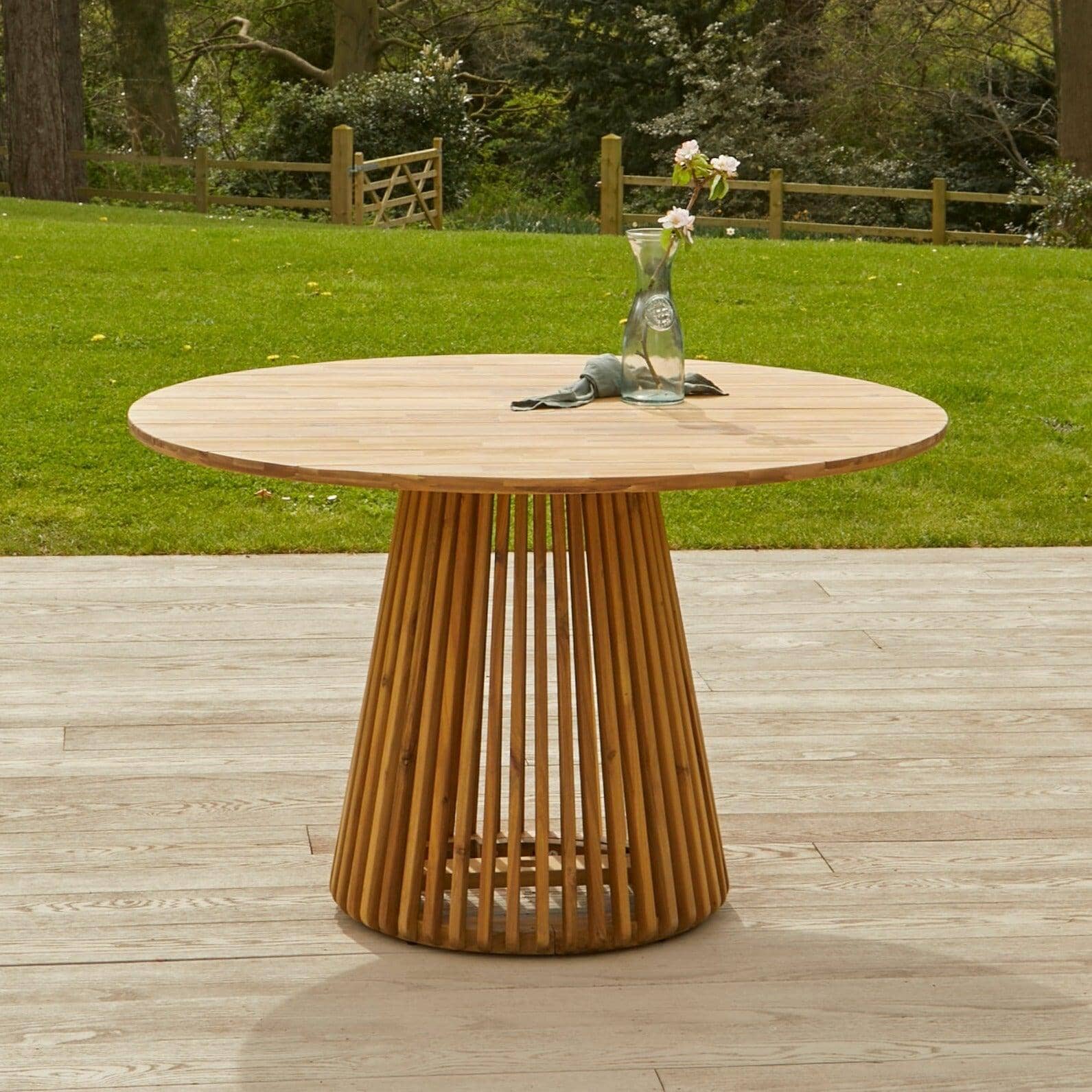 Willow Natural Wood Round Garden Dining Table - Laura James
