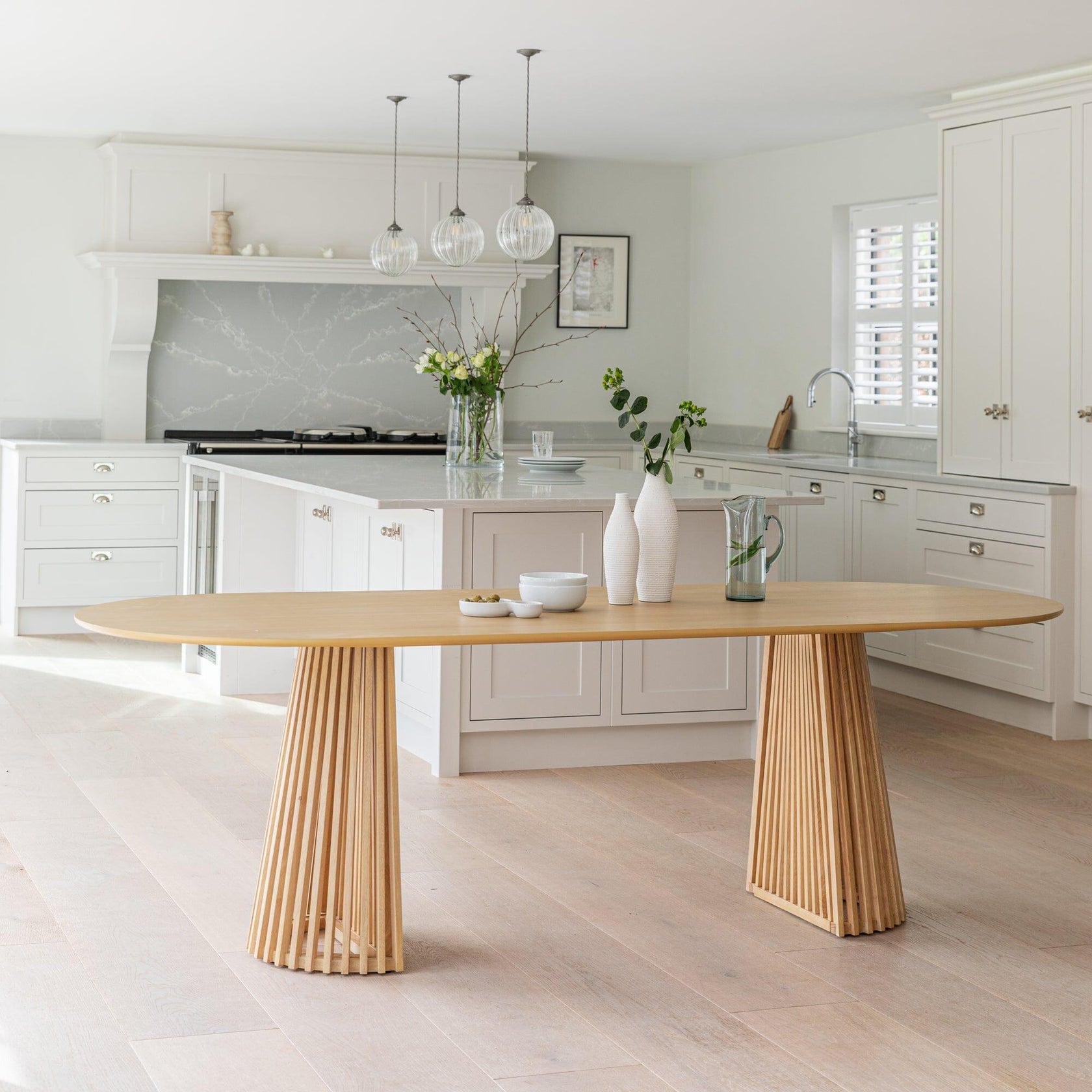 Willow Pale Oak Wood Oval Dining Table - Laura James