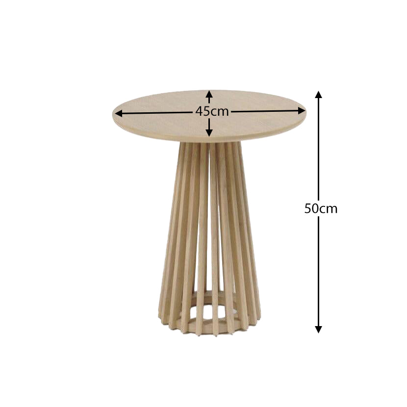 Willow Slatted Wood Side Table - Pale Oak - Laura James