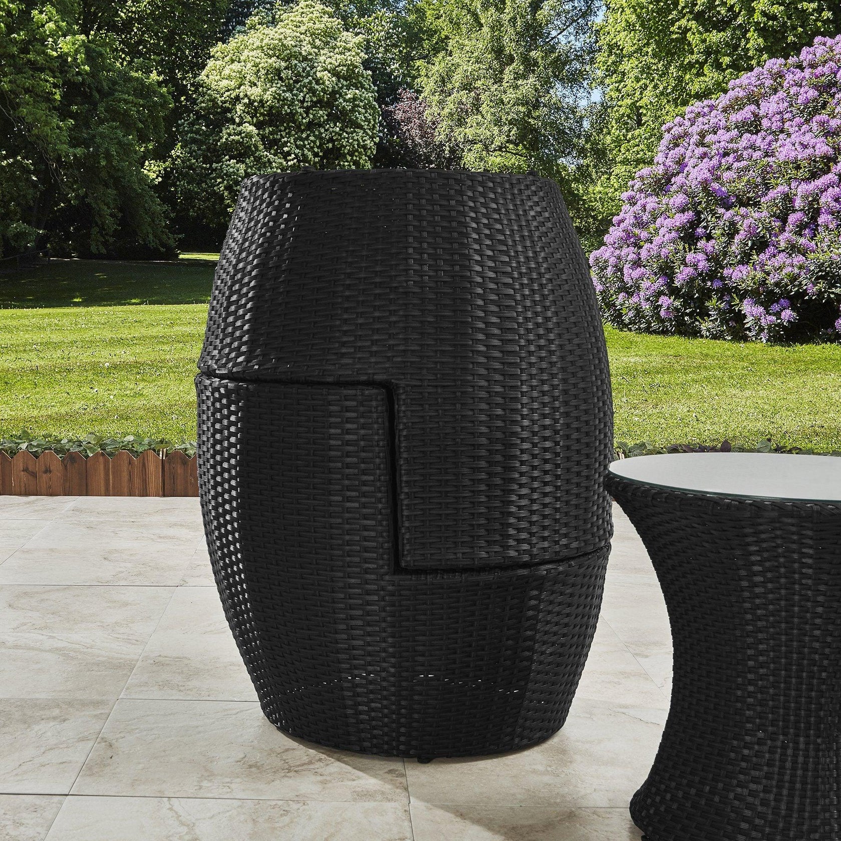 2 Seater Rattan Egg Chair Bistro Set - Black – Laura James