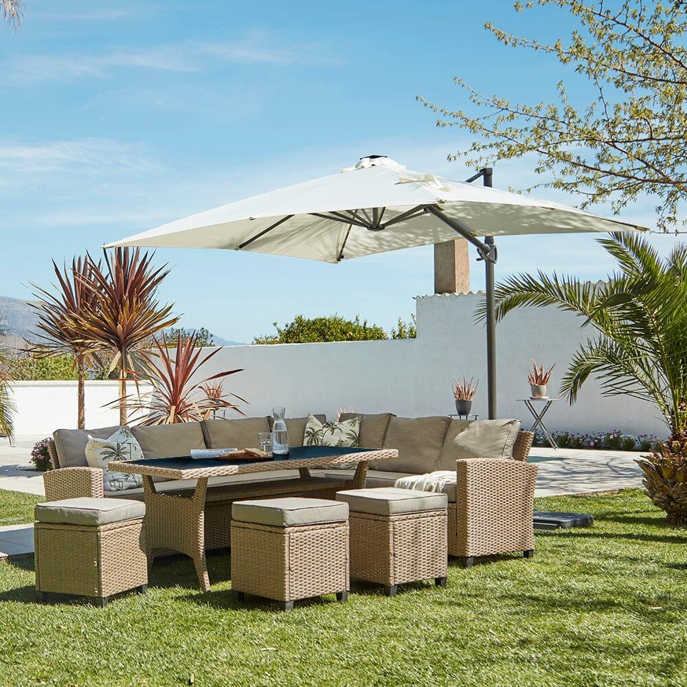 Aston Garden Corner Sofa - Natural Brown with Cream Parasol - Laura James