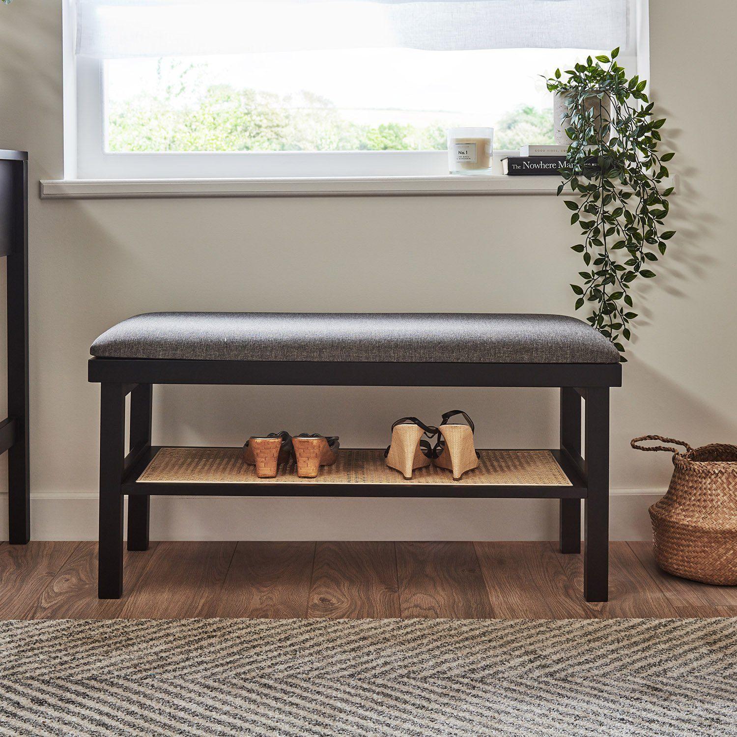 Charlie Hallway Bench - Cane - Black – Laura James