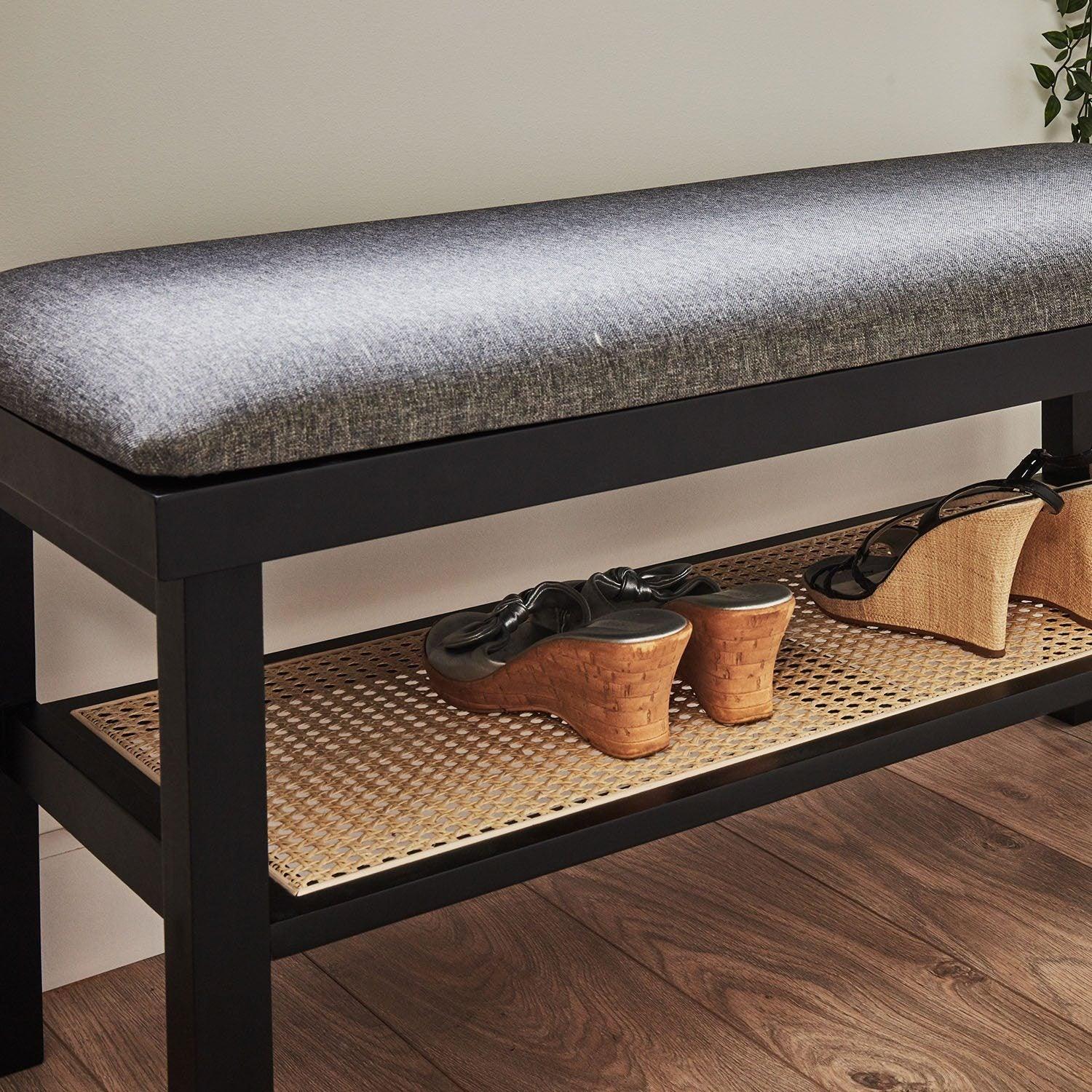 Charlie hallway bench - cane - black - Laura James