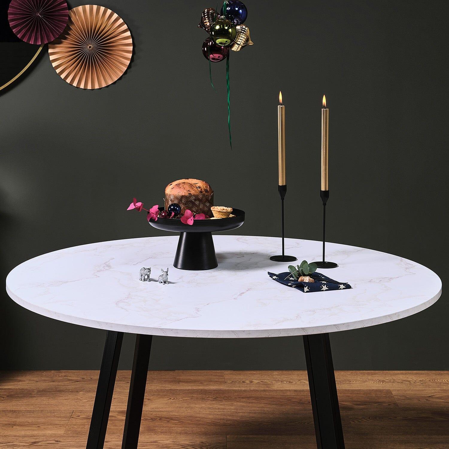 Clara Marble Effect Round Dining Table - Black Frame – Laura James