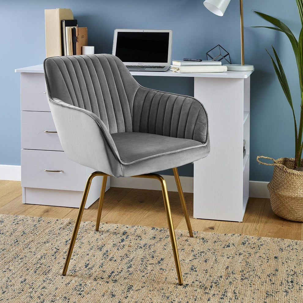 Darcy Office Swivel Chair - Grey with Gold Legs – Laura James