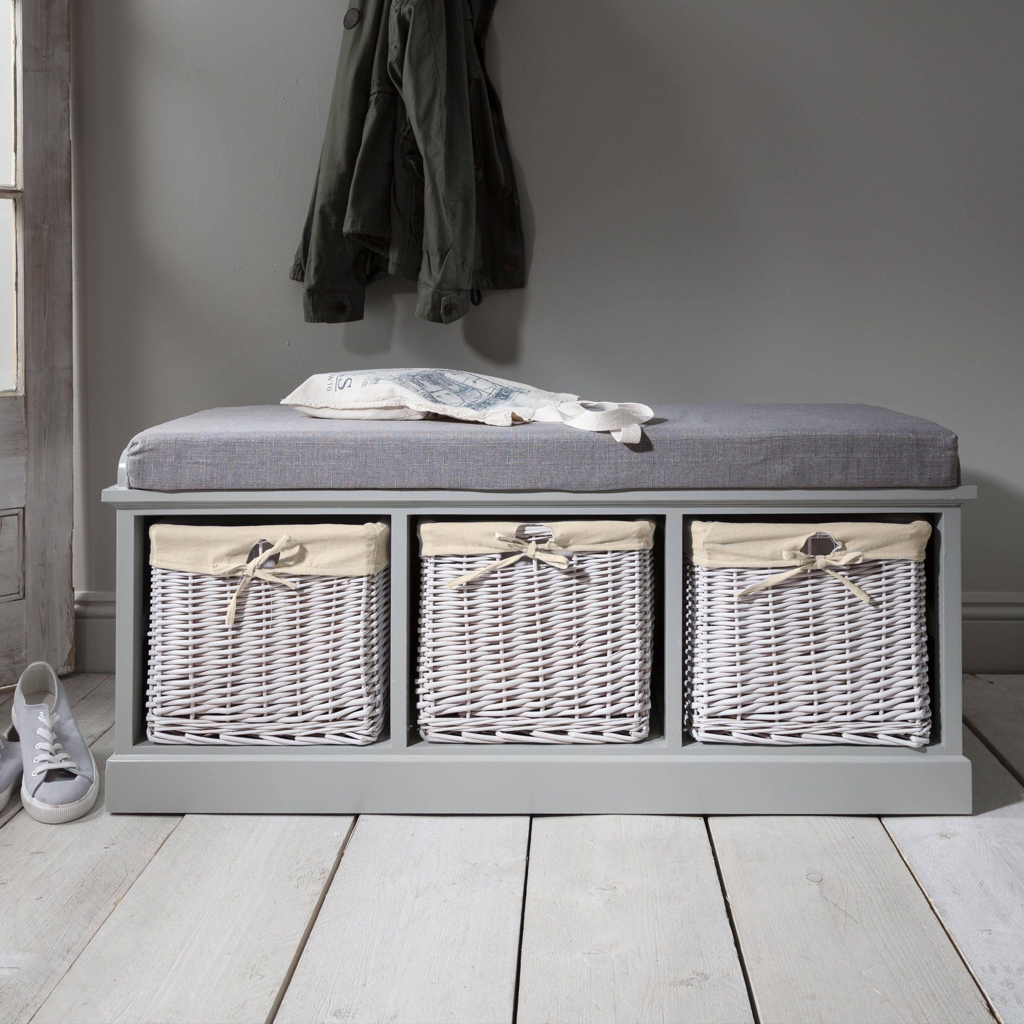 Fyfield Hallway Shoe Storage Bench with cushion - Laura James