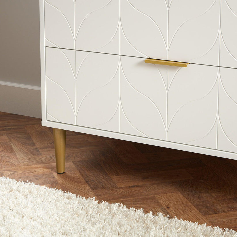Gloria 4 Piece Bedroom Furniture Set - 3 Drawer Chest of Drawers - Whi ...