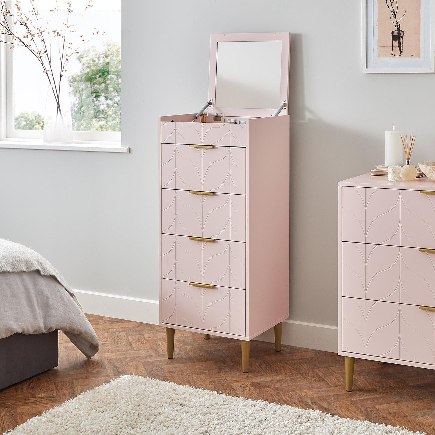 Gloria Tallboy Blush Pink Brass Effect Laura James