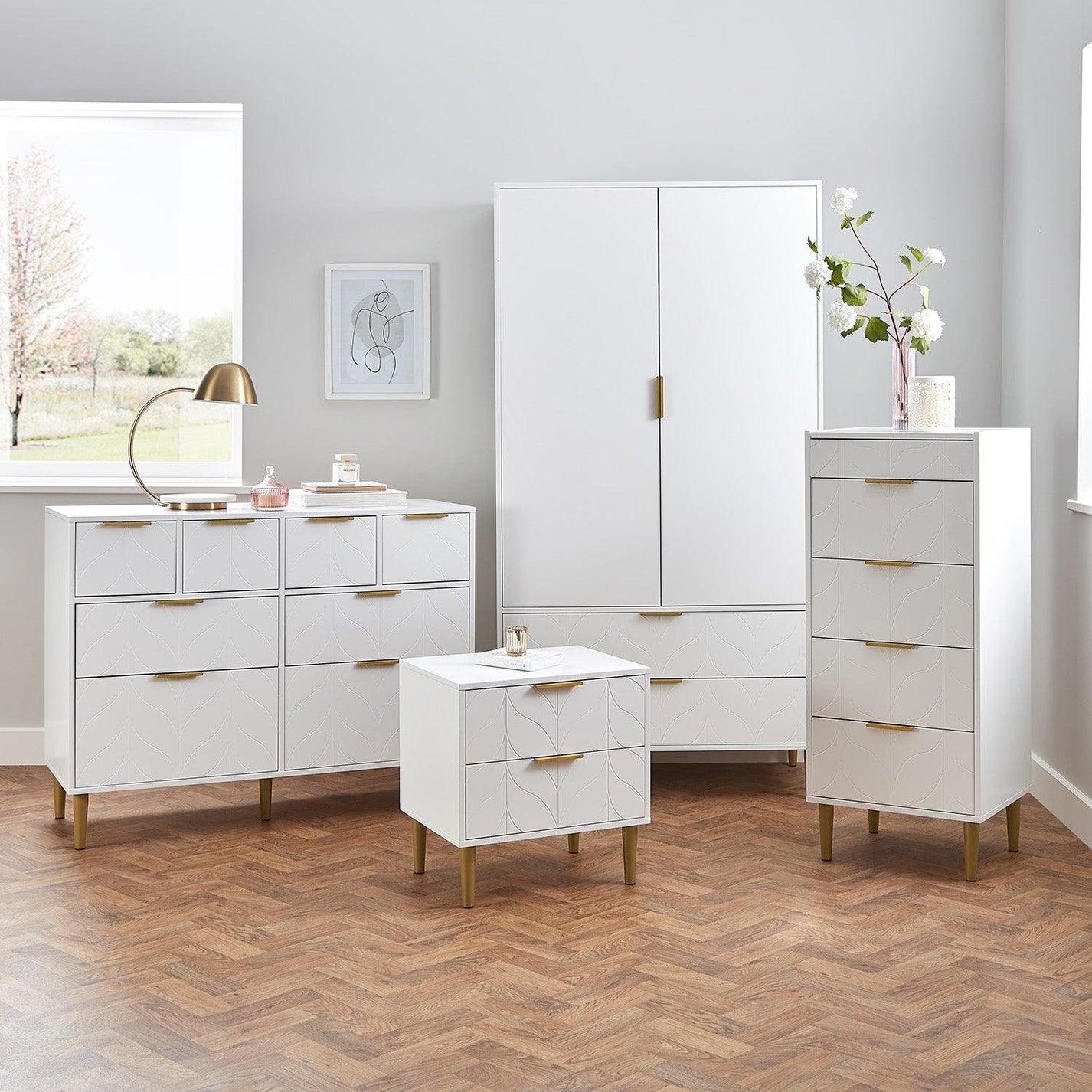 Gloria wardrobe and drawers set - 4 over 4 - white – Laura James