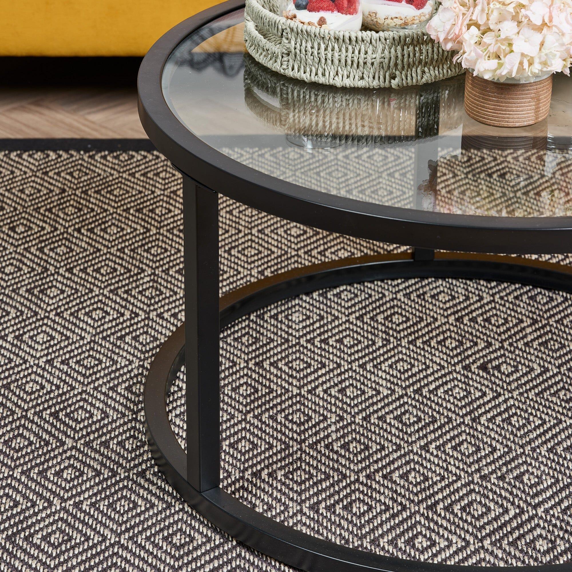 Harris Black Metal Coffee Table with Glass Top - Laura James