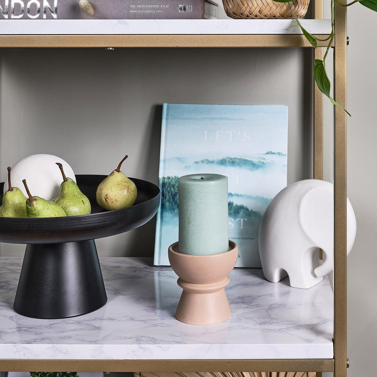 Jay Marble and Gold Tall Bookcase – Laura James