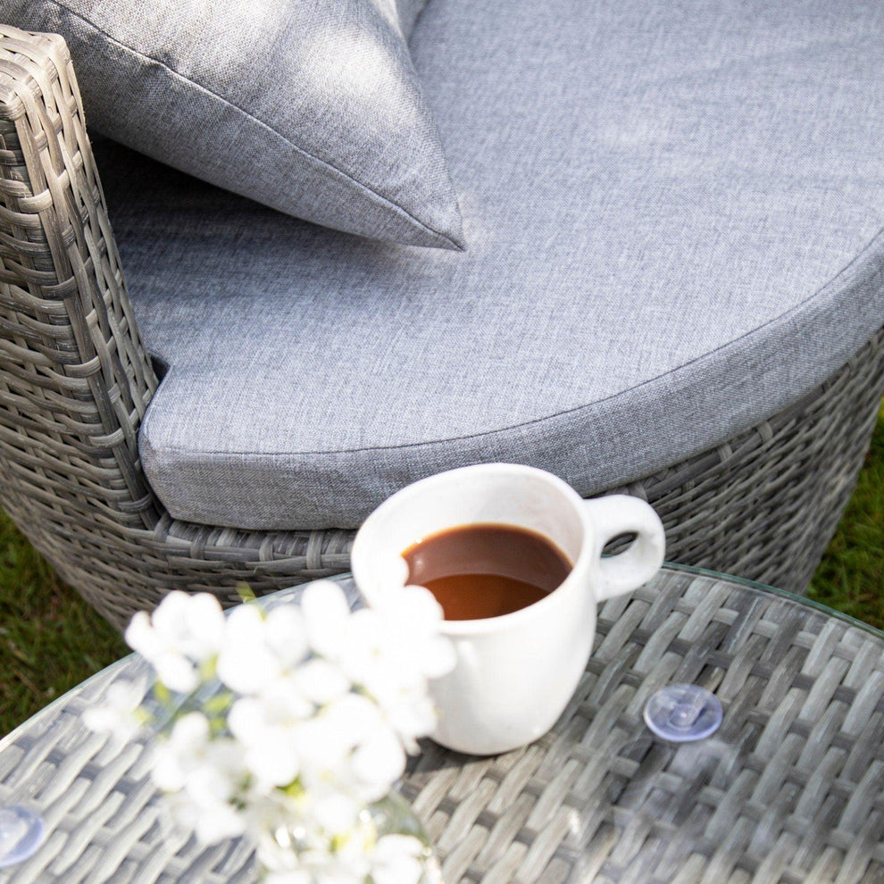 Outlet - 2 Seater Rattan Egg Chair Bistro Set - Grey – Laura James