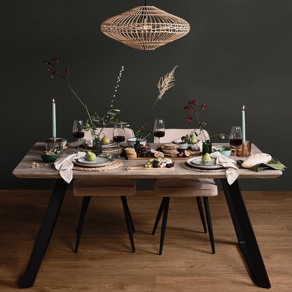 Outlet - Atlas Wood Effect Dining table - with Black Legs – Laura James