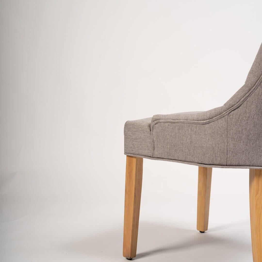 Dining chairs - set of 2 - Grey buttoned back & light wood legs – Laura ...