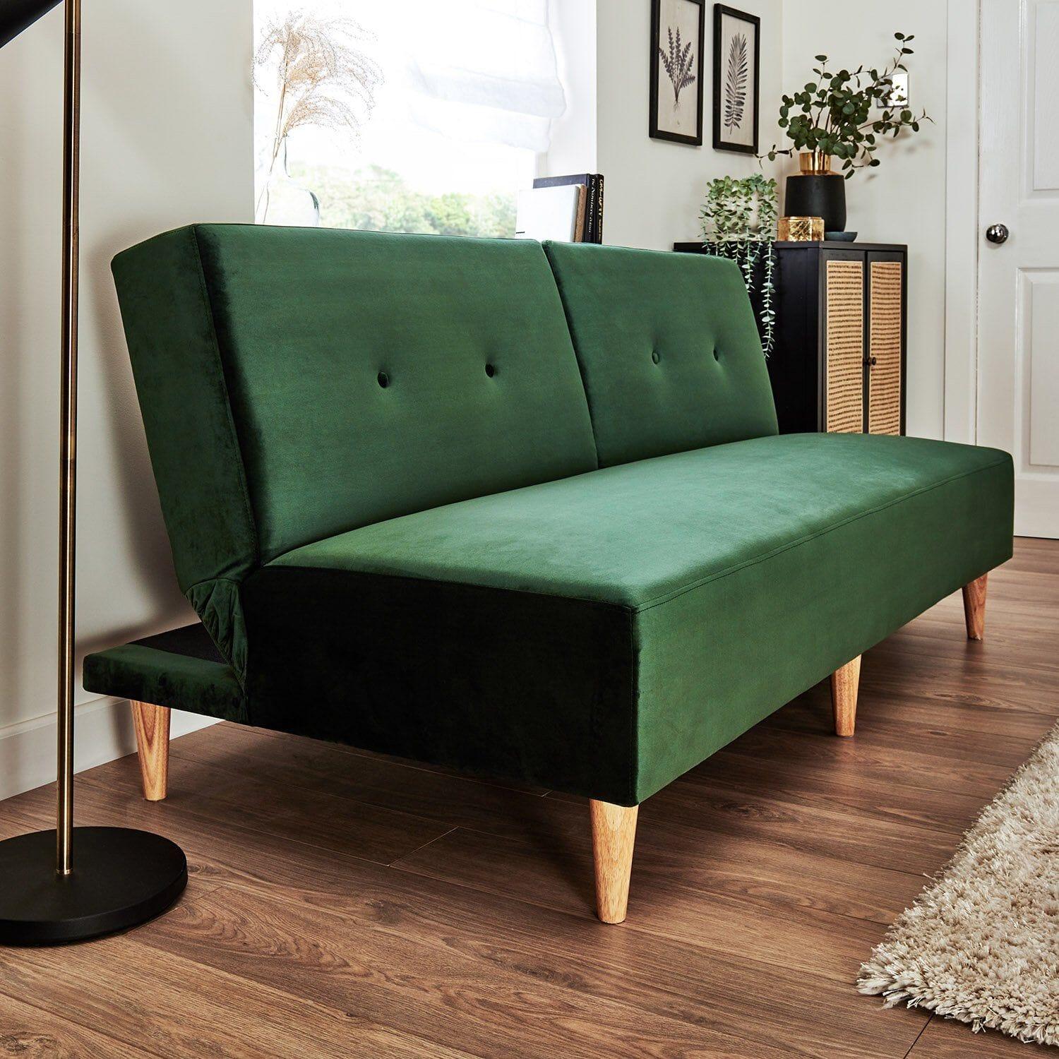Outlet - Tamsin click clack sofa bed - green velvet – Laura James