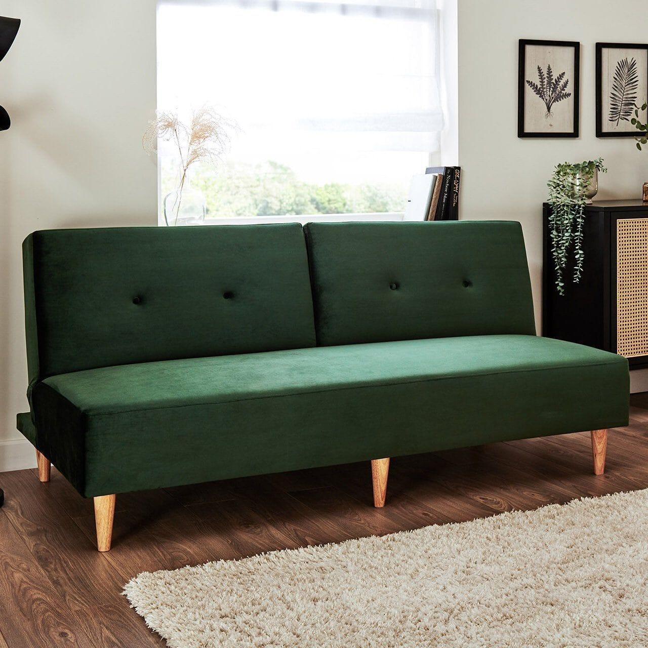 Outlet - Tamsin click clack sofa bed - green velvet – Laura James