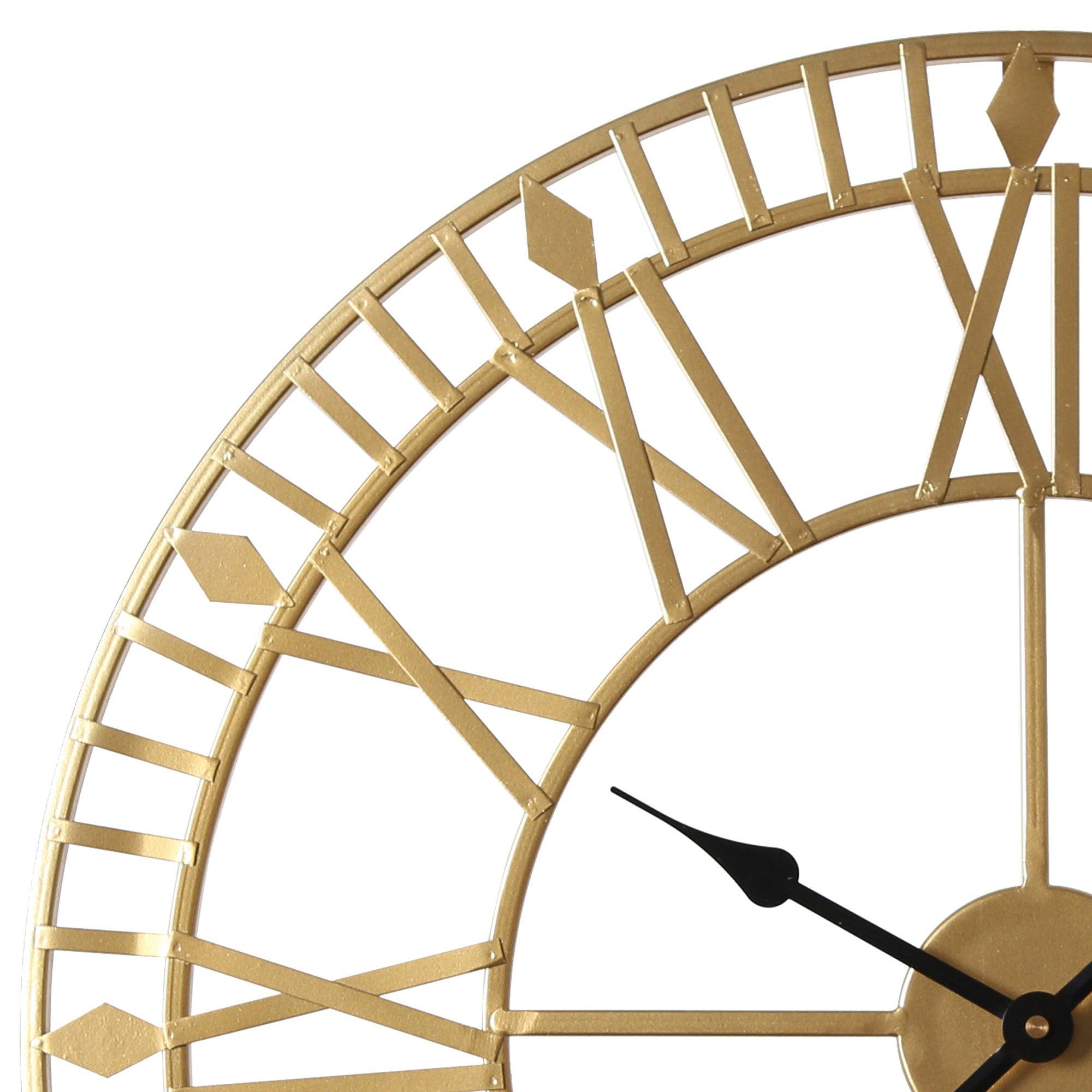 Riseley 60cm Metal Skeleton Wall Clock - Gold – Laura James