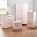 Set-Gloria Bedside Table - 3 Drawer Chest - Tallboy & Wardrobe - Blush – Laura James