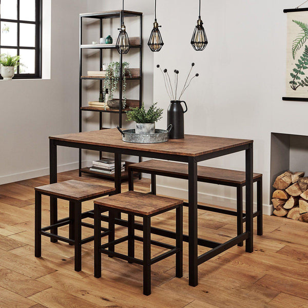 Sheffield Rich Oak Dining Table Set - 4 Seater - 1 Sheffield Bench & 2 ...