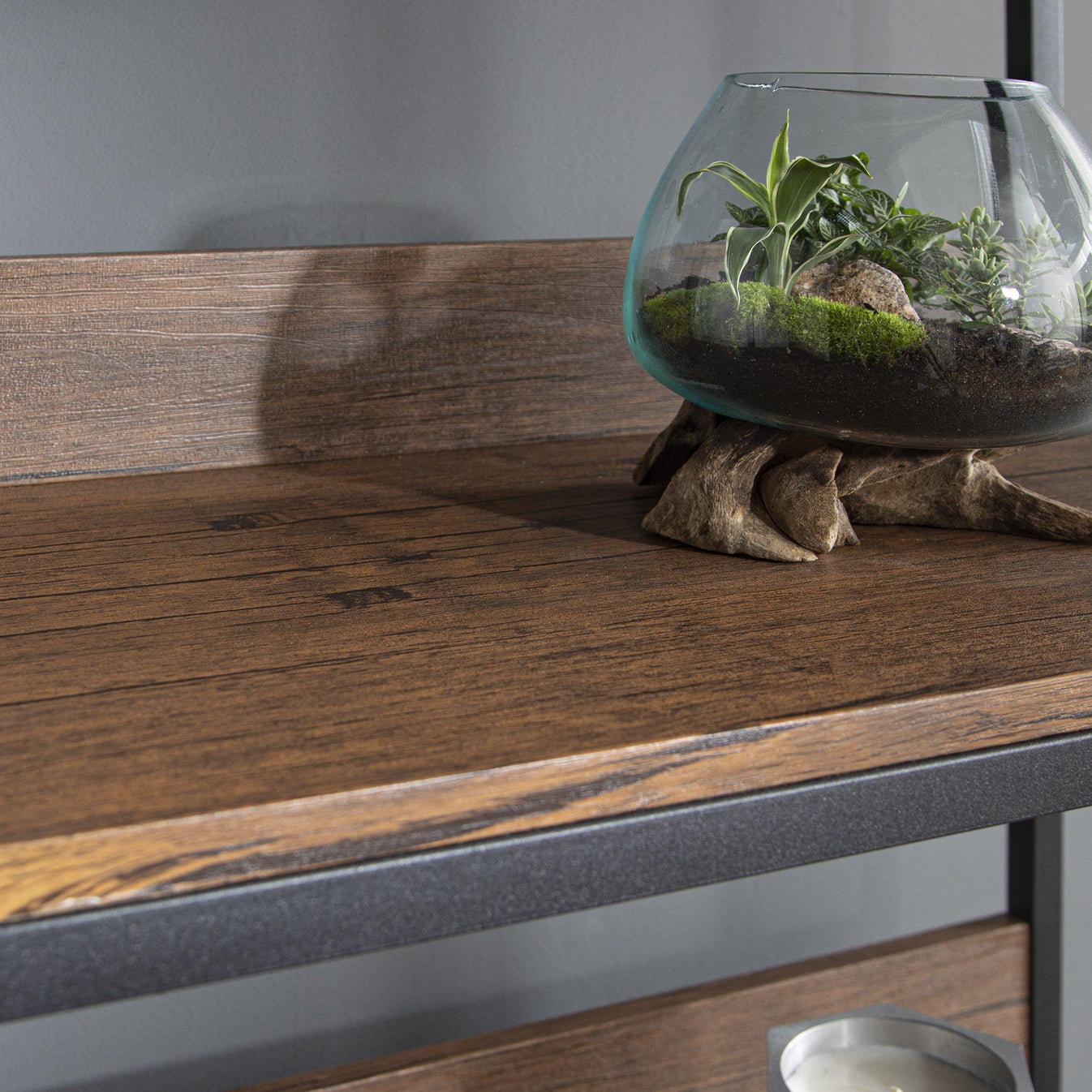 Sheffield industrial bookcase - wood effect & metal frame – Laura James