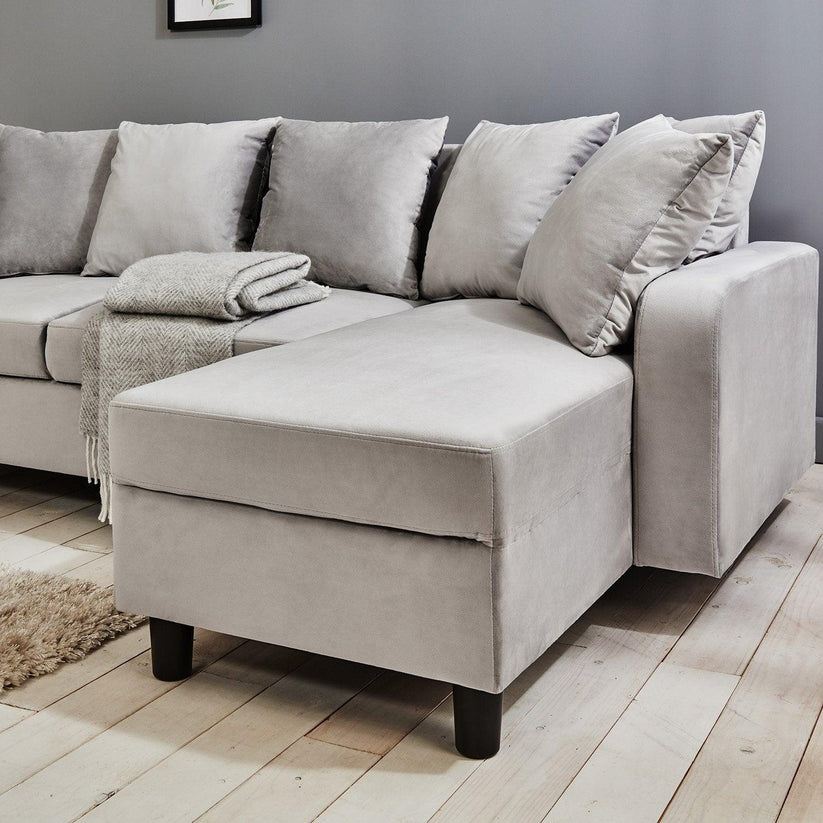 Tracy Corner Sofa - Grey Velvet with Black Legs – Laura James