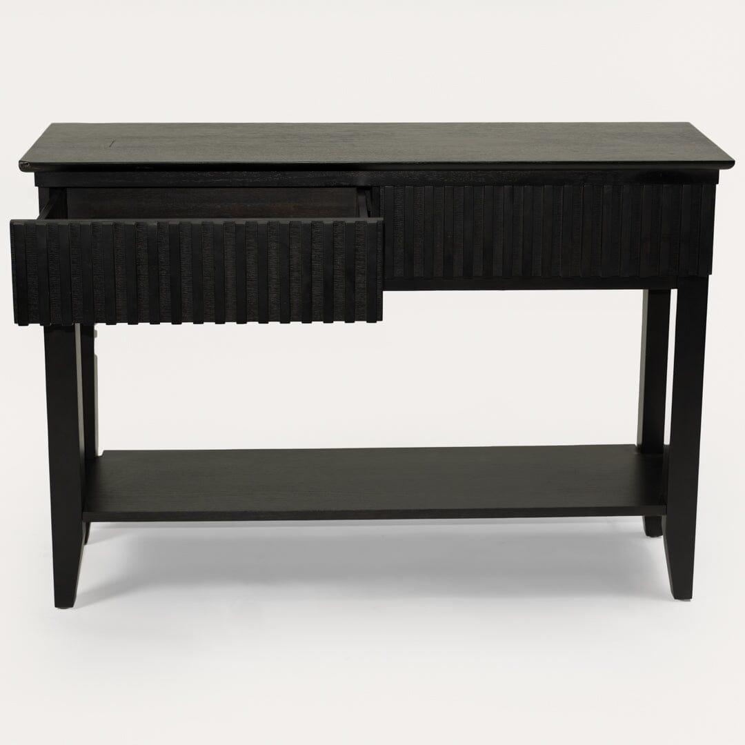 Willow Black Wood Fluted Console Table - Laura James