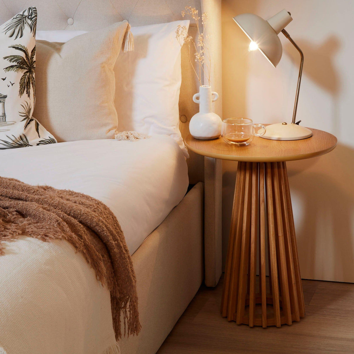 Willow Slatted Wood Side Table - Natural - Laura James